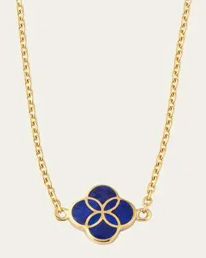 JAN LESLIE Single Petal Gemstone Station Necklace - Lapis
