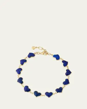 JAN LESLIE 18k Gold Plated Heart Bracelet - Lapis