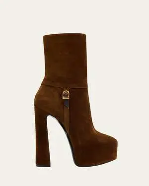Saint Laurent Nico Platform Booties - Land