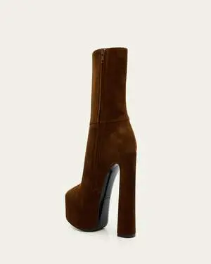 Saint Laurent Nico Platform Booties - Land