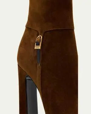 Saint Laurent Nico Platform Booties - Land