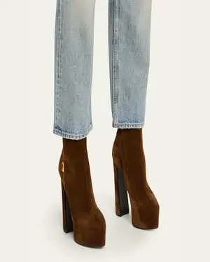 Saint Laurent Nico Platform Booties - Land