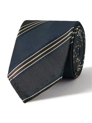LARDINI 6cm Striped Silk-gabardine Tie - Blue