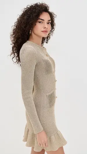 SELF-PORTRAIT Metallic Knit Mini Dress