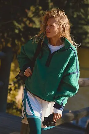Free People Mountain High Half-zip Fleece - Green Glow