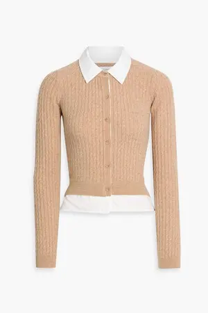 Naadam Poplin-paneled Wool And Cashmere-blend Cardigan - Sand
