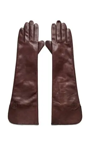 BY MALENE BIRGER Gemi Long Leather Gloves Brown
