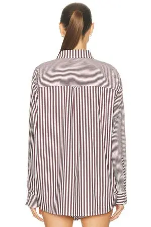 Solid & Striped The Avril Button Down Top - Raisin Brown & Brule