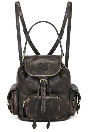 Miu Miu Canapa Mini Backpack - Caffe