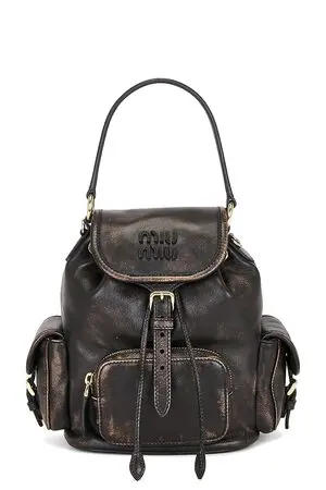 Miu Miu Canapa Mini Backpack - Caffe