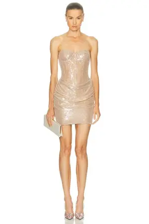 THE NEW ARRIVALS ILKYAZ OZEL Pamela Bustier Mini Dress - Vanilla Skin