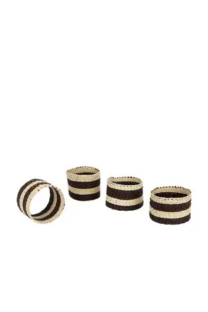 HUNTING SEASON Iraca Napkin Rings Set - Black & Natural