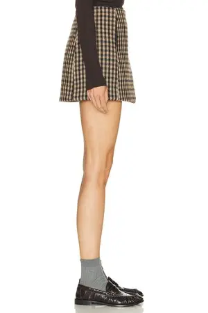 GANNI Check Wool Mini Skirt