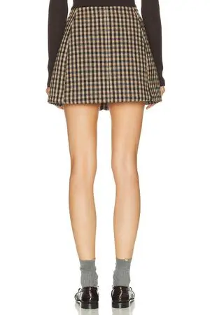 GANNI Check Wool Mini Skirt