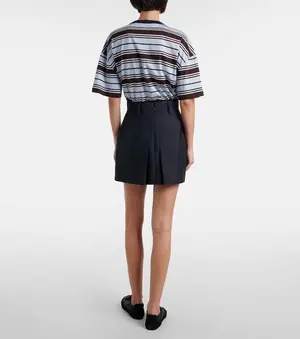 Prada Pleated Mohair And Wool Miniskirt