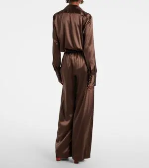 Dries Van Noten Mid-rise Silk-blend Straight Leg Pants