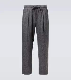 Men's Pleated Wide-Leg Wool Pants