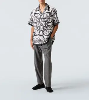 Dolce & Gabbana Herringbone Wool-blend Wide-leg Trousers