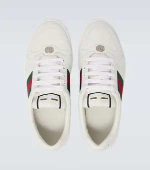 Gucci Screener Debossed Leather Sneakers