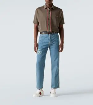 Gucci Screener Debossed Leather Sneakers