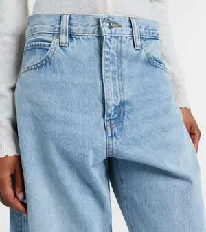 FRAME Bubble Crop High-rise Barrel-leg Jeans - Blue