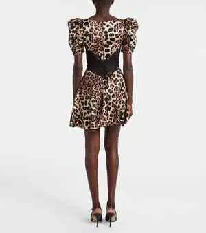 RODARTE Leopard-print Silk Satin Minidress