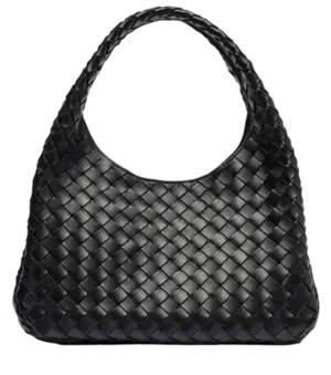 Bottega Veneta Campana Medium Leather Shoulder Bag - Black