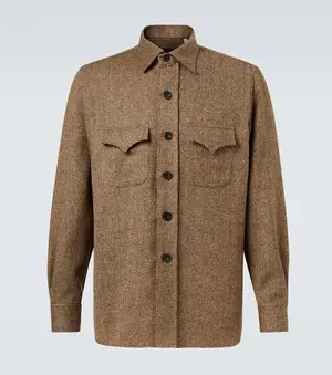 Rubinacci Herringbone Wool Western Shirt