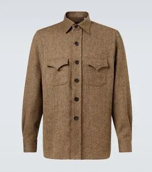 Rubinacci Herringbone Wool Western Shirt