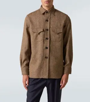 Rubinacci Herringbone Wool Western Shirt