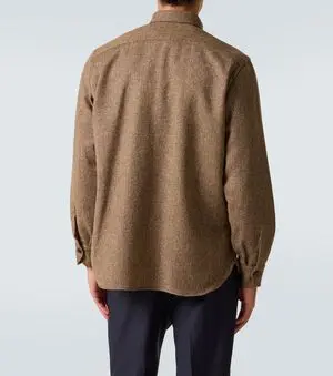 Rubinacci Herringbone Wool Western Shirt