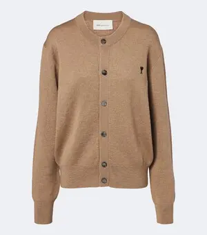 AMI Paris De Cœur Wool Cardigan - Brown