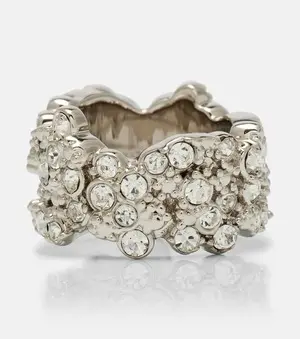 JIL SANDER Crystal-embellished Band Ring - Silver