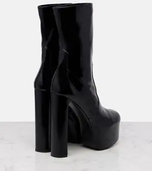 Saint Laurent Billy 95 Leather Platform Mid-calf Boots