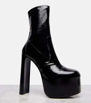 Saint Laurent Billy 95 Leather Platform Mid-calf Boots