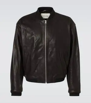 FRAME Leather Bomber Jacket - Black