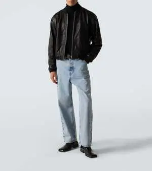 FRAME Leather Bomber Jacket - Black