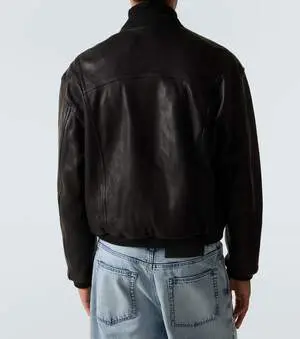 FRAME Leather Bomber Jacket - Black