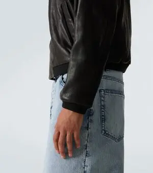 FRAME Leather Bomber Jacket - Black