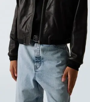FRAME Leather Bomber Jacket - Black