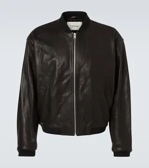 FRAME Leather Bomber Jacket - Black