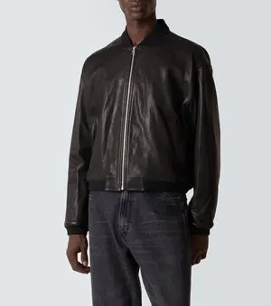 FRAME Leather Bomber Jacket - Black