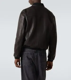 FRAME Leather Bomber Jacket - Black