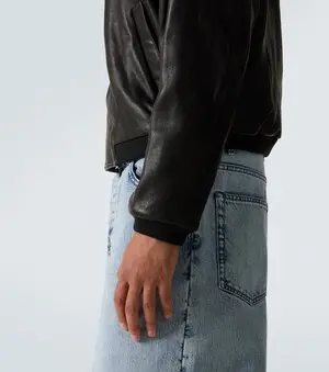 FRAME Leather Bomber Jacket - Black
