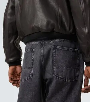 FRAME Leather Bomber Jacket - Black