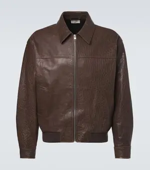 FRAME Leather Bomber Jacket - Brown