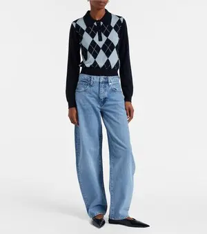 FRAME Low Slung Mid-rise Barrel-leg Jeans - Blue