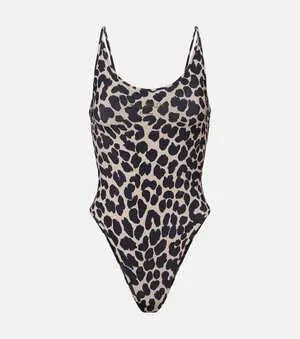 Balmain Cutout Leopard-print Swimsuit - Brown