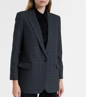 NILI LOTAN Diane Checked Wool-blend Blazer