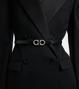 FERRAGAMO Gancini Metallic Leather Belt